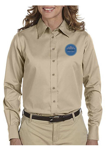 Embroidered Harriton Ladies' Stain-Release Long-Sleeve Shirts | M500W ...