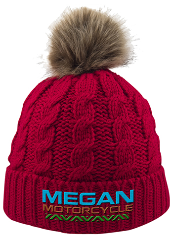 Printed Cable Knit Beanies With Faux Fur Pom |APWPOMFUR6 - DiscountMugs