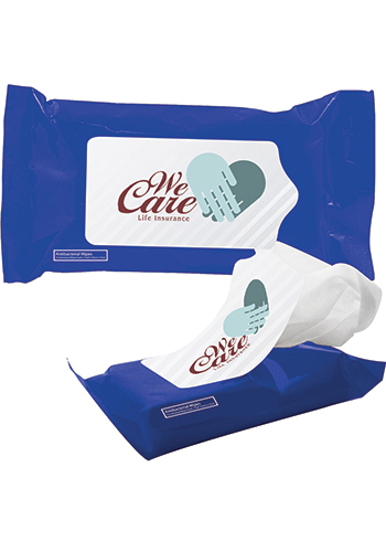 Printed Tek-Wipes Antibacterial Wet Wipes in Pouch |TKSP105 - DiscountMugs