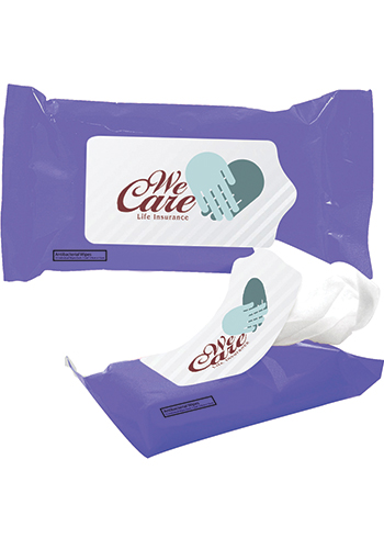 Printed Tek-Wipes Antibacterial Wet Wipes in Pouch |TKSP105 - DiscountMugs