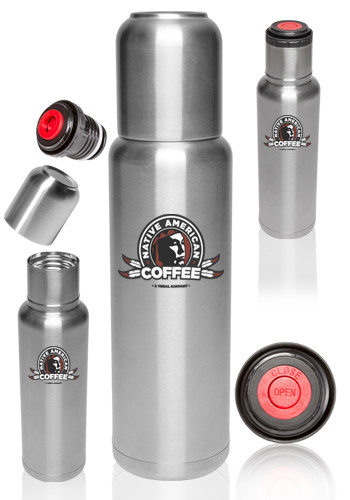 Personalized 34 oz. Large Push to Open Flasks | VF30 - DiscountMugs