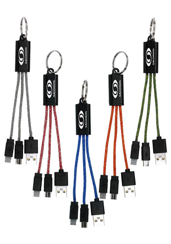 Custom Ridge 2-In-1 Charging Cable Keychains |ASCPP4301 - DiscountMugs