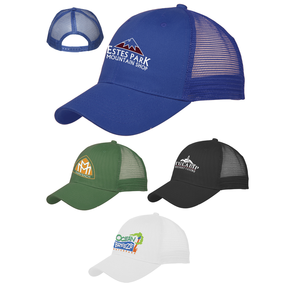 Custom Cotton Front Mesh Caps | CAP49 - DiscountMugs