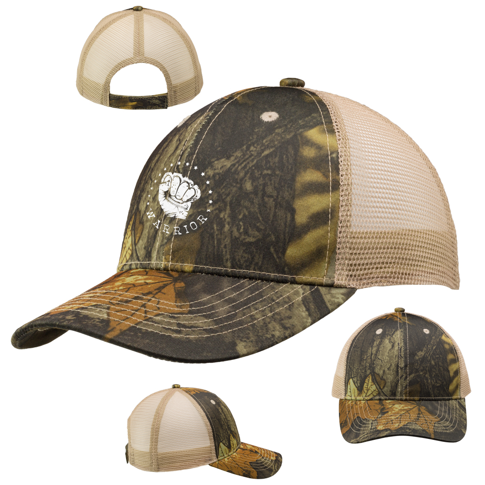 Embroidered Woodland Camo Mesh Trucker Hats | CAP83 - DiscountMugs