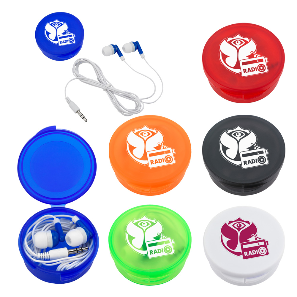 Custom Ear Buds in Round Case | X10046 - DiscountMugs