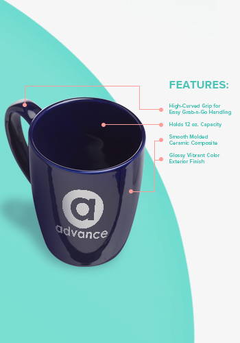 12 oz. Curved Java Custom Coffee Mugs with Logo | CM599 - DiscountMugs