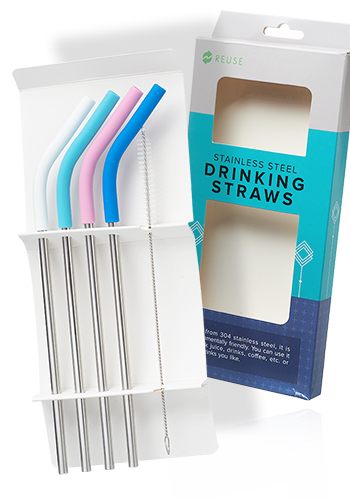 Wholesale 4-Piece Straw Pack with Brush | STRAW003 - DiscountMugs