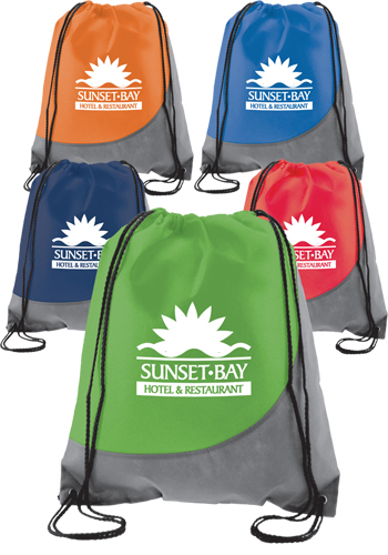 Custom Swoosh Non-Woven Drawstring Backpacks | CRDRAWSWNW - DiscountMugs