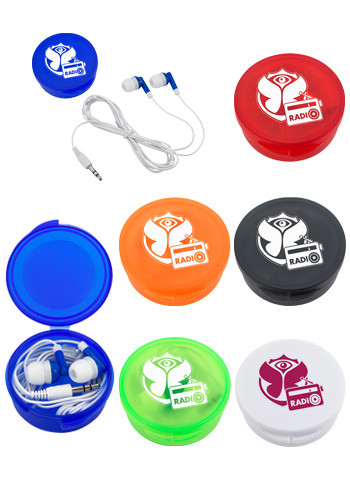 Custom Ear Buds in Round Case | X10046 - DiscountMugs