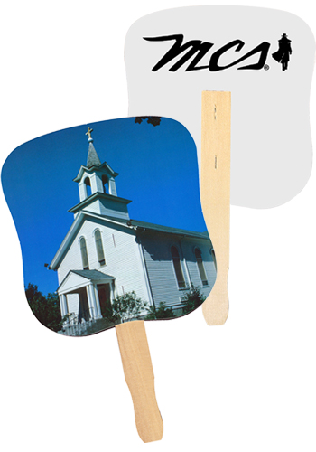 Personalized White Church Hand Fans | AK33052 - DiscountMugs