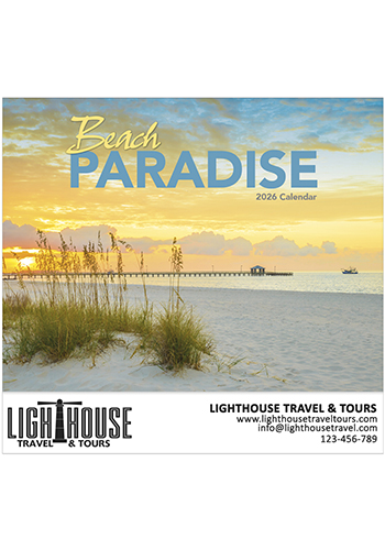 Printed Good Value Beach Paradise Stapled Calendars |X30236 - DiscountMugs