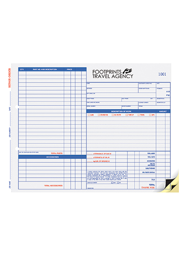 Affordable Large Carbonless Side Stub Repair Orders Form |DFS6553 ...