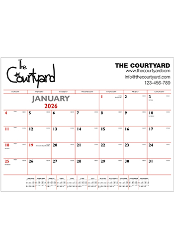 Custom Red & Black Desk Pad Triumph Calendars | X11385 - DiscountMugs