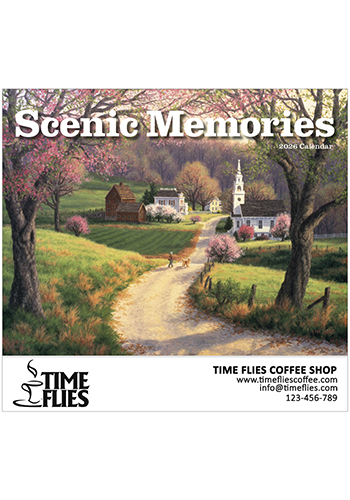 Printed Scenic Memories Stapled Triumph Calendars | X30164 - DiscountMugs